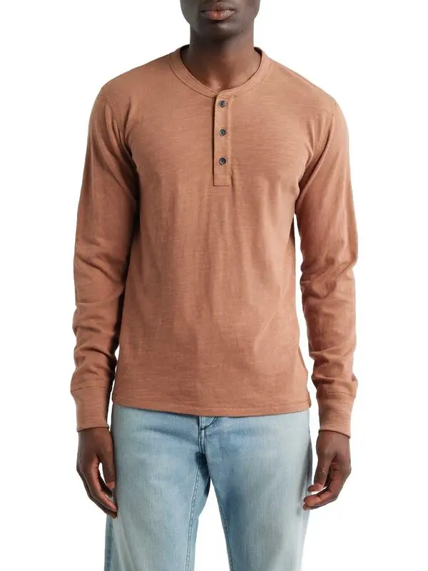 Rag & Bone Classic Slim Fit Henley - Rust