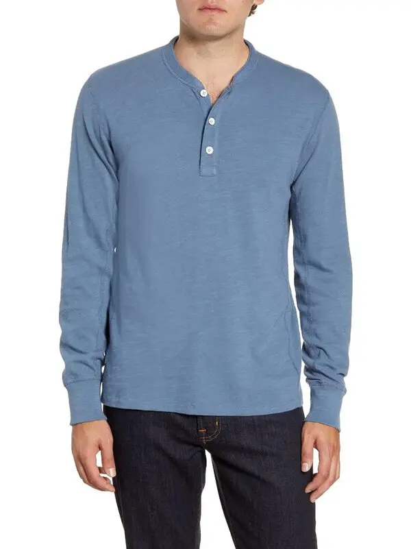Rag & Bone Classic Slim Fit Henley - Smoke Blue