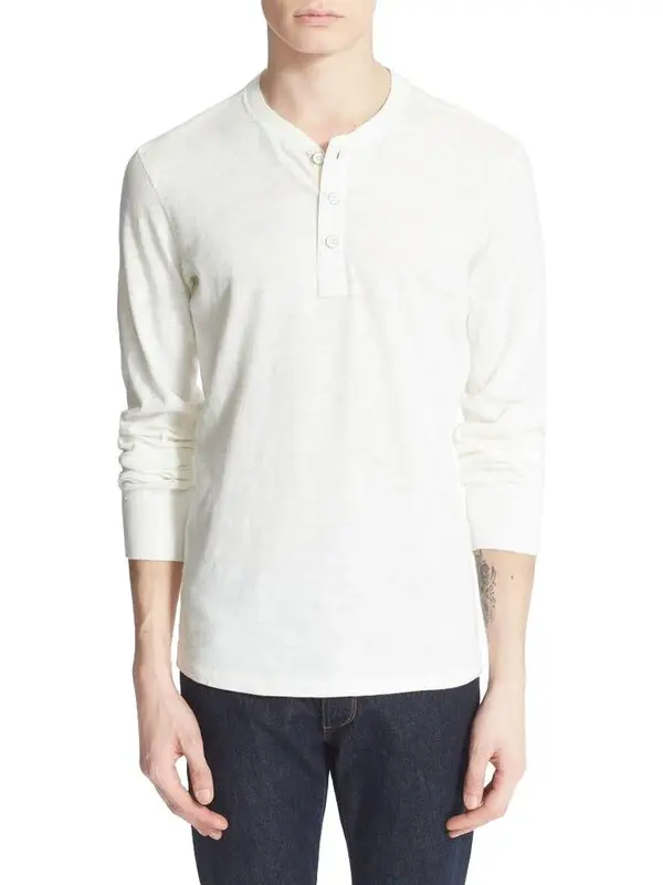 Rag & Bone Classic Slim Fit Henley - White