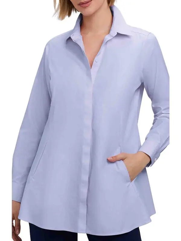 Foxcroft Cici Non-iron Tunic Blouse - Blue Wave