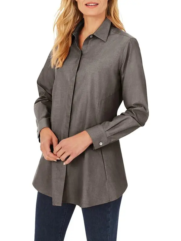 Foxcroft Cici Non-iron Tunic Blouse - Charcoal
