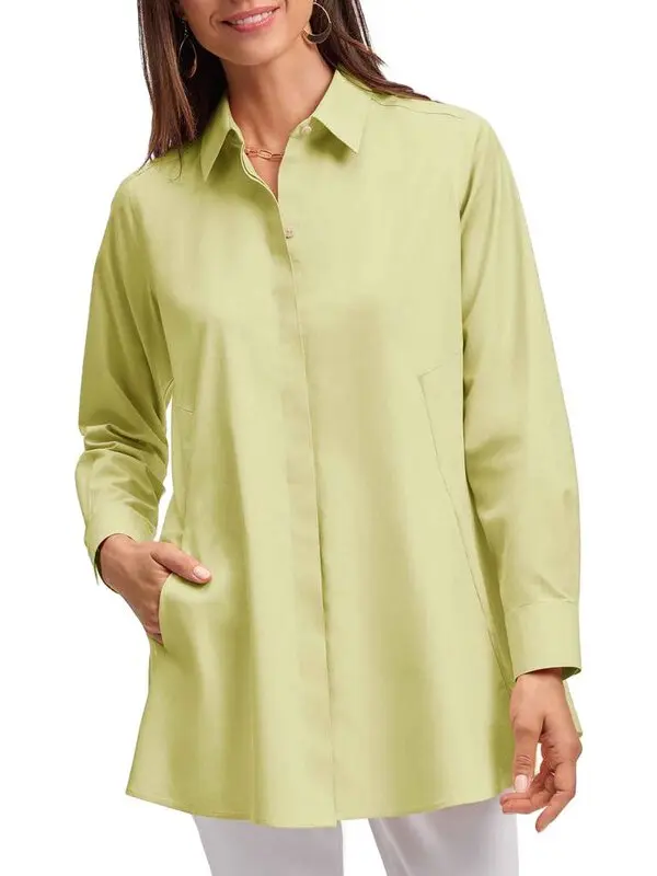 Foxcroft Cici Non-iron Tunic Blouse - Pistachio
