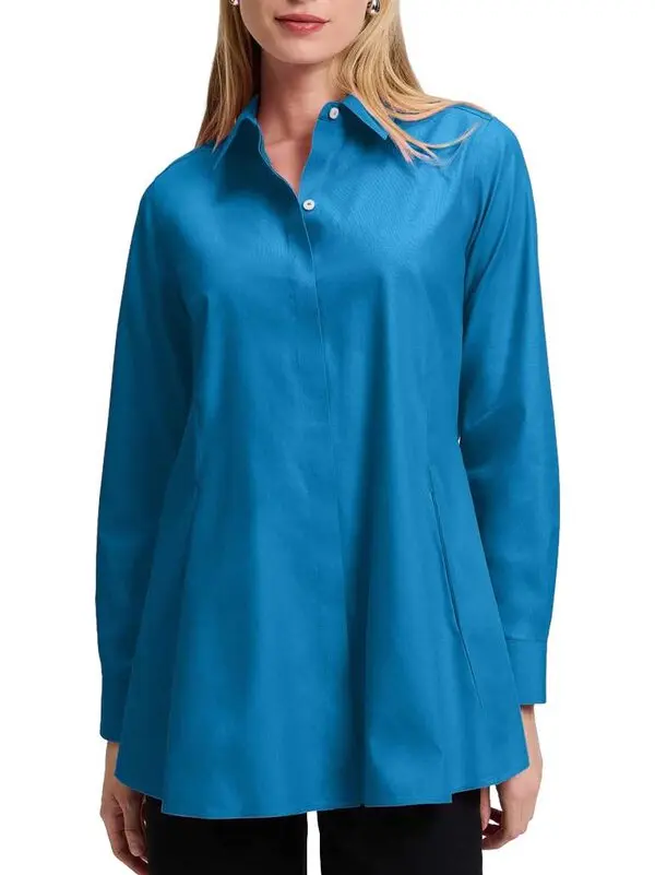 Foxcroft Cici Non-iron Tunic Blouse - Teal