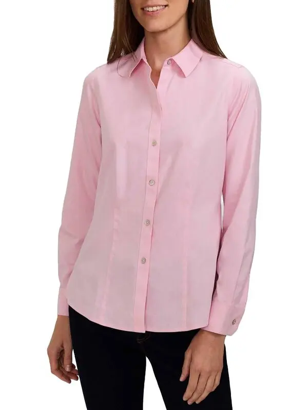 Foxcroft Dianna Non-iron Cotton Shirt - Chambray Pink