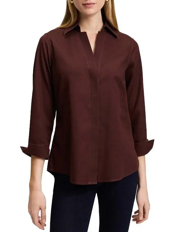 Foxcroft Taylor Fitted Non-iron Shirt - Chicory Coffee