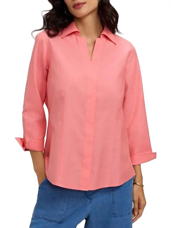 Foxcroft Taylor Fitted Non-iron Shirt - Coral Reef Red