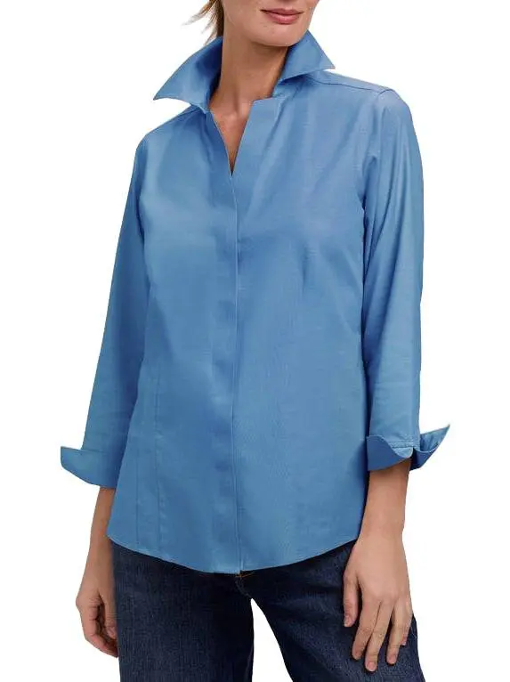 Foxcroft Taylor Fitted Non-iron Shirt - Soft Indigo Blue