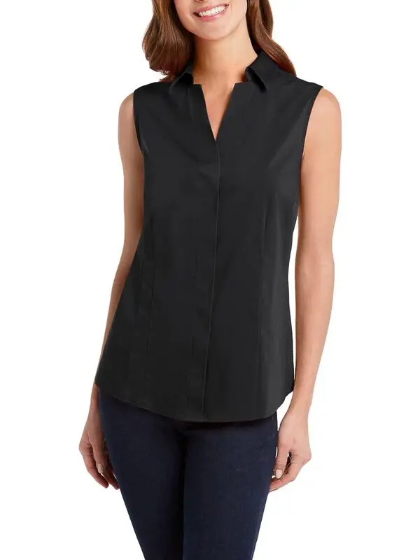 Foxcroft Taylor Non-iron Sleeveless Shirt - Black