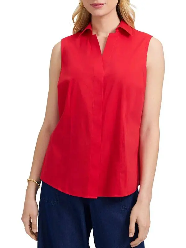Foxcroft Taylor Non-iron Sleeveless Shirt - Simply Red