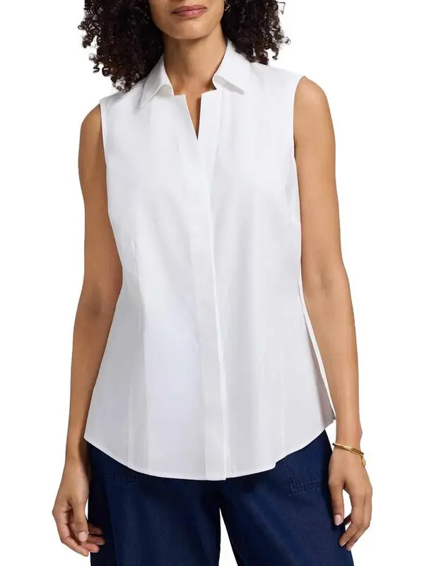 Foxcroft Taylor Non-iron Sleeveless Shirt - White