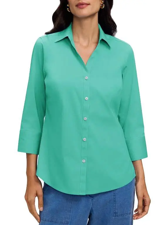 Foxcroft Mary Button-up Blouse - Biscay Green
