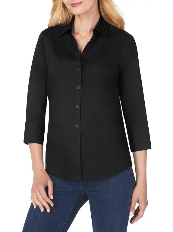 Foxcroft Mary Button-up Blouse - Black
