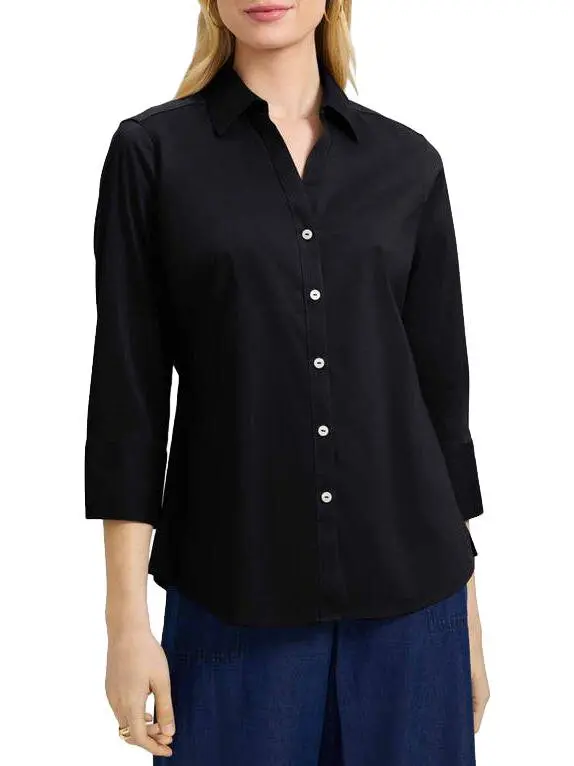 Foxcroft Mary Button-up Blouse - Black