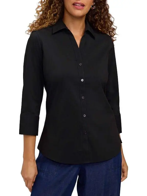 Foxcroft Mary Button-up Blouse - Black