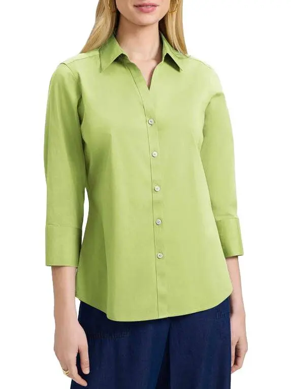 Foxcroft Mary Button-up Blouse - Celery