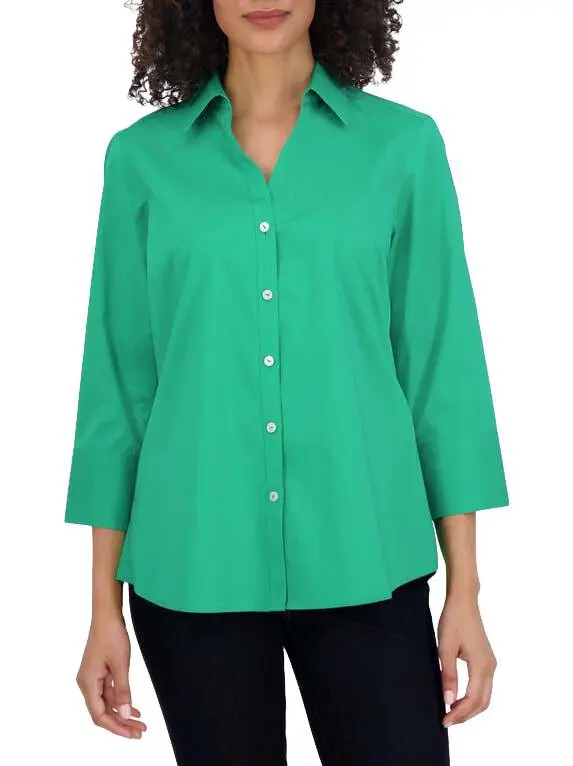 Foxcroft Mary Button-up Blouse - Kelly Green