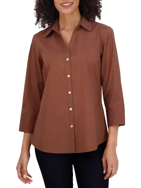 Foxcroft Mary Button-up Blouse - Macchiato