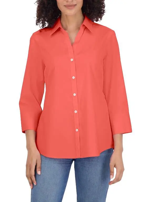 Foxcroft Mary Button-up Blouse - Tangerine