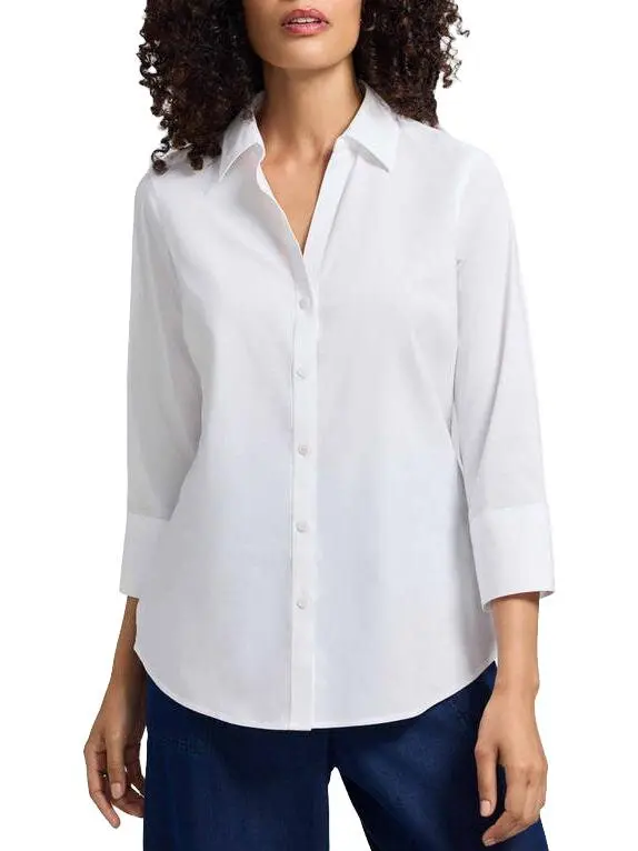 Foxcroft Mary Button-up Blouse - White