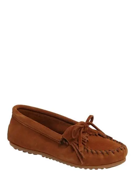 Minnetonka Kilty Suede Driving Shoe - Brown Suede