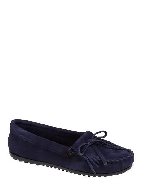 Minnetonka Kilty Suede Driving Shoe - Navy