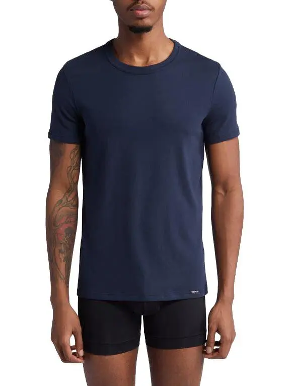 TOM FORD Cotton Jersey Crewneck T-shirt - Navy