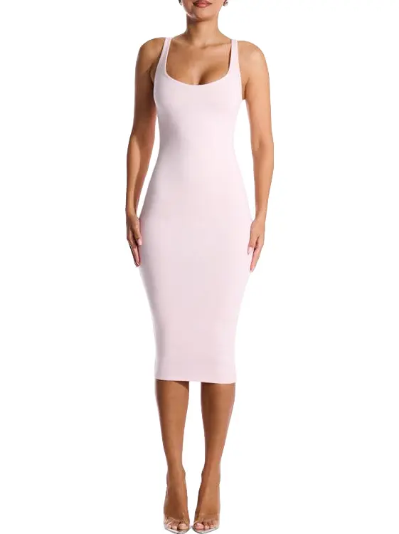 Naked Wardrobe Nw Sculpt Tank Midi Dress - Pale Pink
