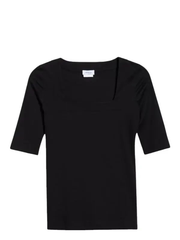 Akris Square Neck Jersey Tee - Black