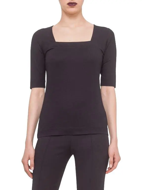 Akris Square Neck Jersey T-shirt - Blackdnu