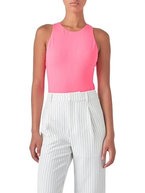 GREY LAB Solid Crewneck Bodysuit - Hot Pink