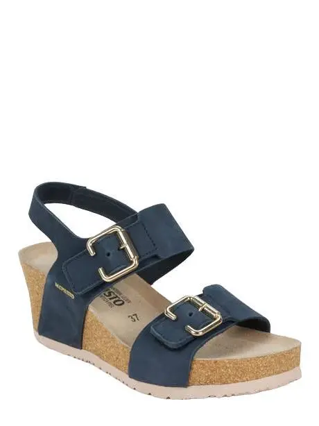 Mephisto Lissandra Platform Wedge Sandal - Blue Leather