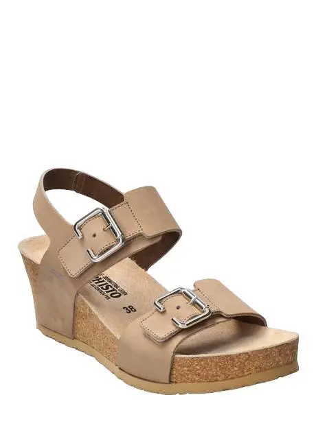 Mephisto Lissandra Platform Wedge Sandal - Light Taupe Sandalbuck