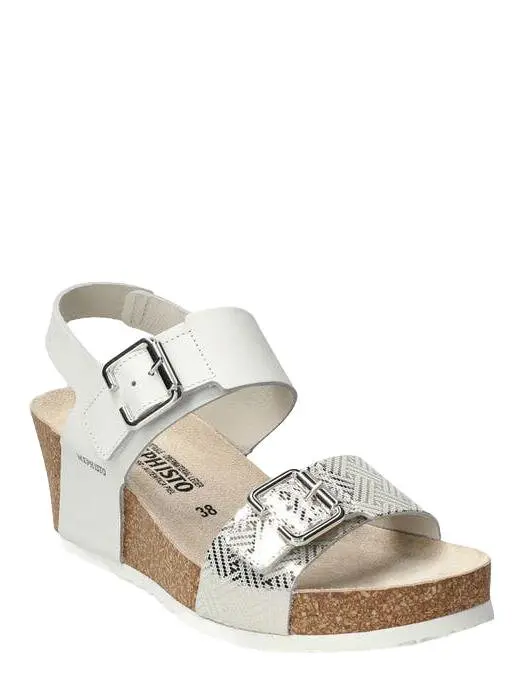 Mephisto Lissandra Platform Wedge Sandal - White/silver