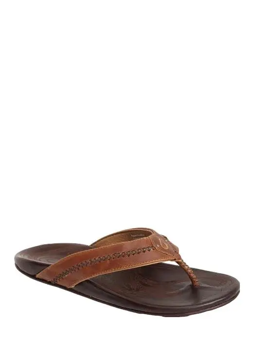 Olukai Mea Ola Flip Flop - Tan / Dk Java