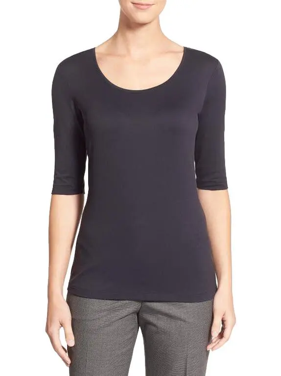 BOSS Scoop Neck Stretch Jersey Top - Blk