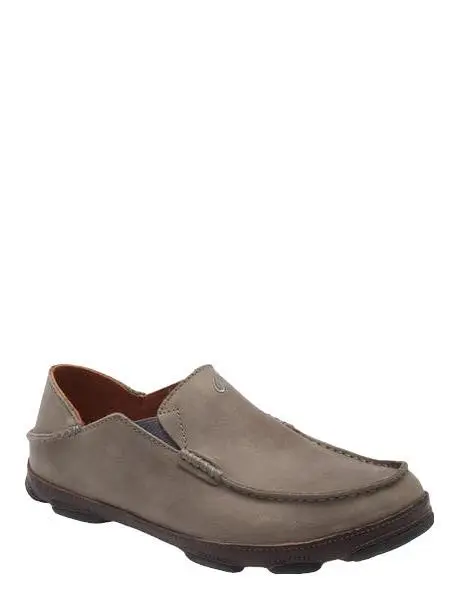 Olukai Moloa Leather Slip-on Loafer - Ash/dk Wood