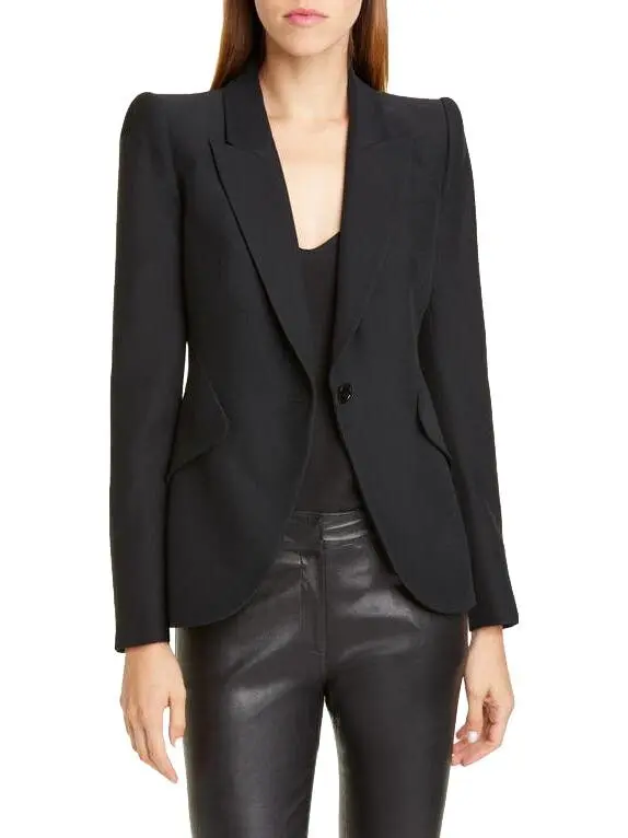 Alexander McQueen Leaf Crepe Jacket - Black