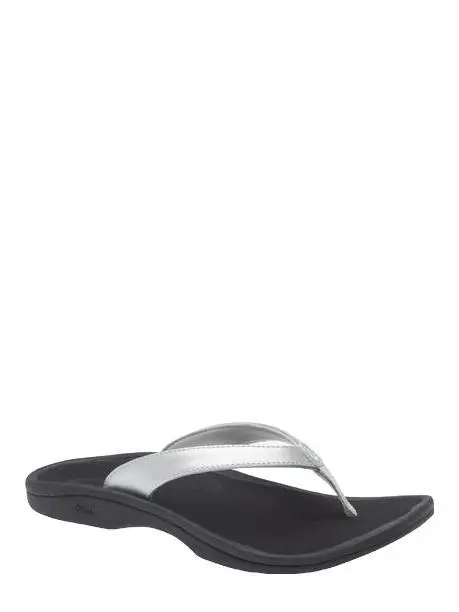 Olukai Ohana Flip Flop - Silver/black