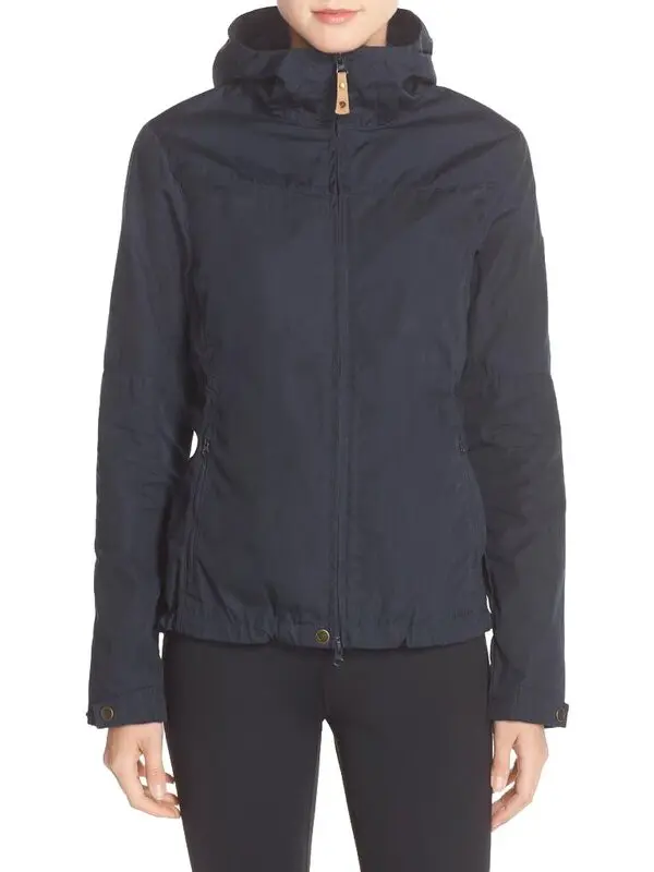 Fjallraven Stina Hooded Water Resistant Jacket - Dark Navy