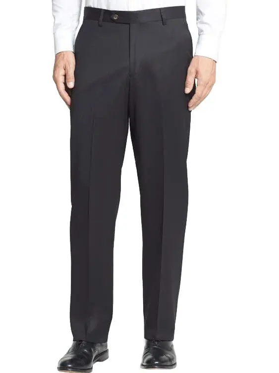 Berle Pleated Worsted Wool Gabardine Trousers - Black
