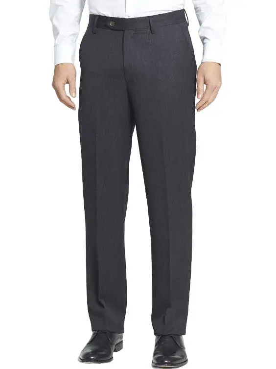Berle Flat-front Wool Gabardine Trousers - Charcoal