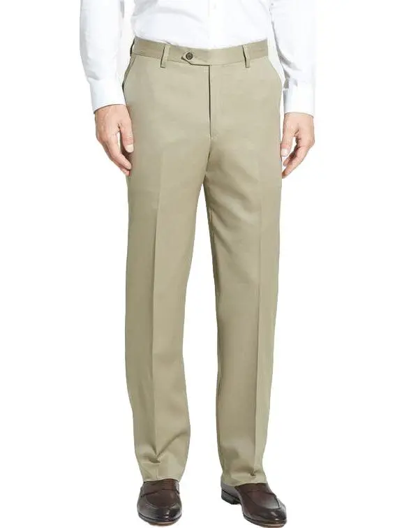 Berle Flat-front Wool Gabardine Trousers - Tan