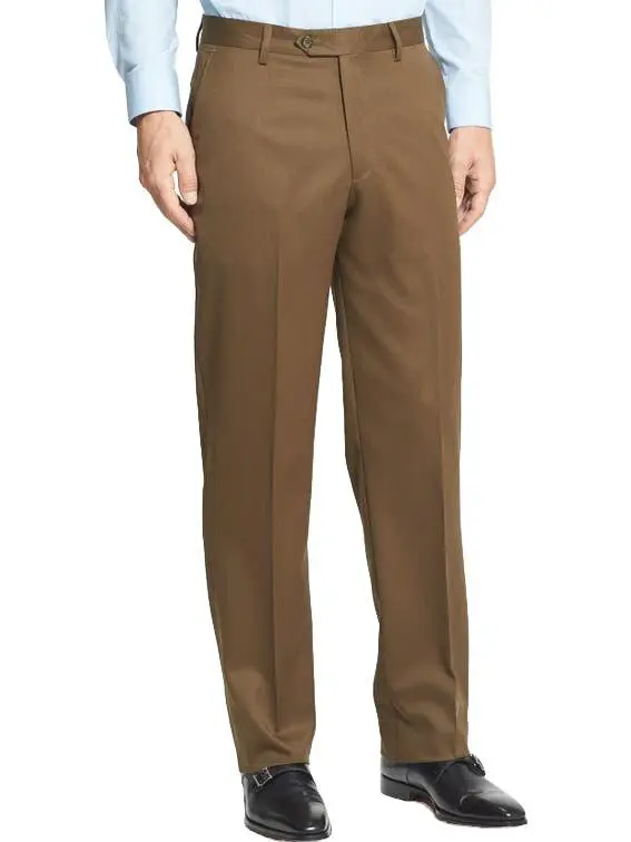 Berle Flat-front Wool Gabardine Trousers - Tobacco