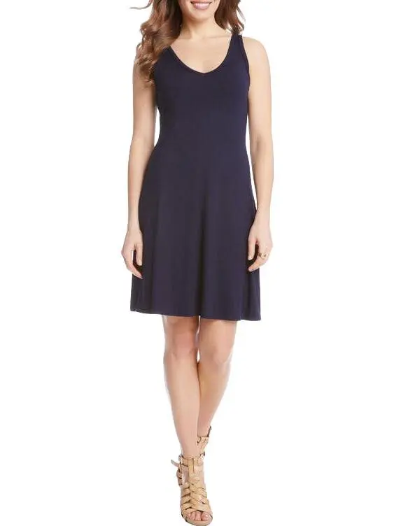 Karen Kane Brigitte Double V-neck Jersey Dress - Navy