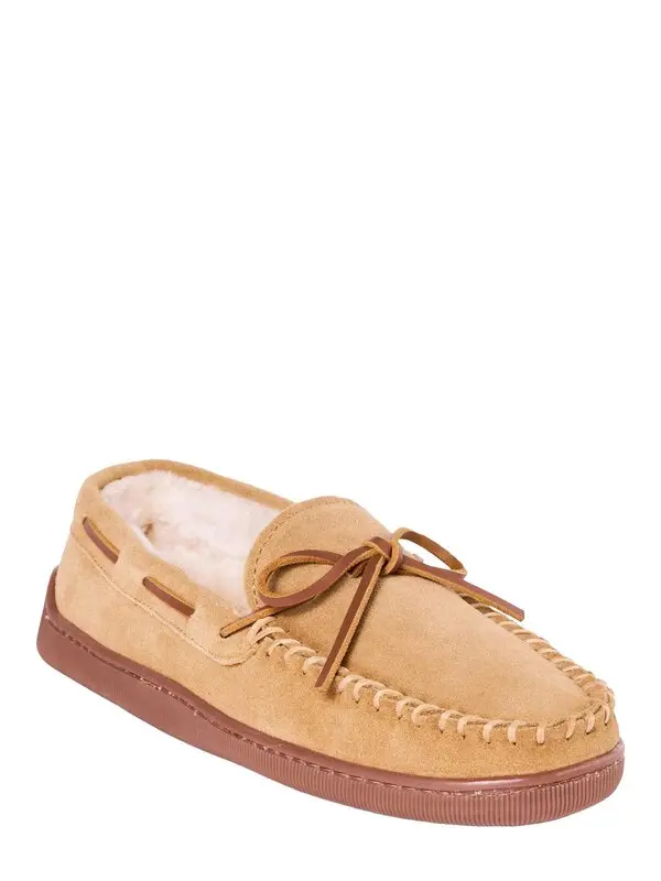 Minnetonka Lined Hardsole Slipper - Tan Suede