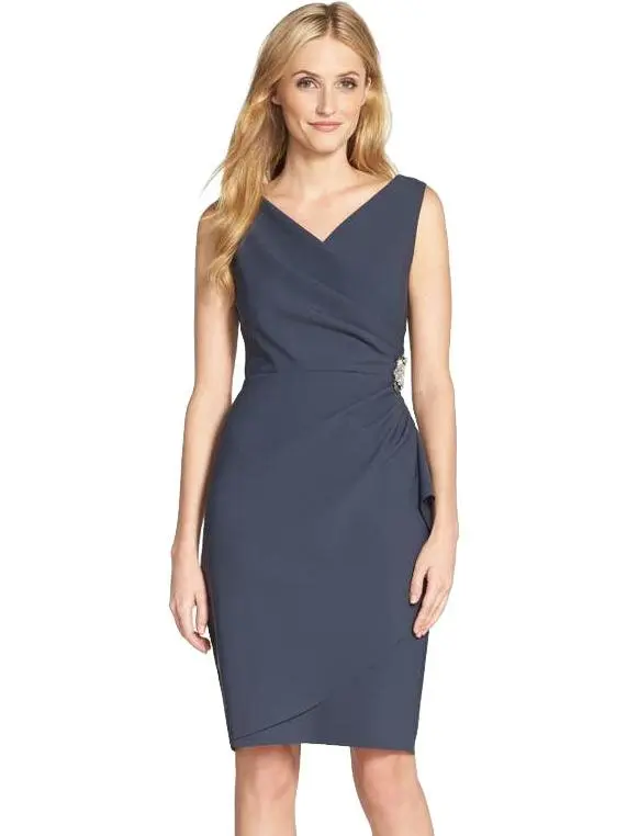 Alex Evenings Side Ruched Cocktail Dress - Charcoal