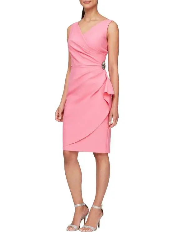 Alex Evenings Contour Collection Side Ruched Cocktail Dress - Guava