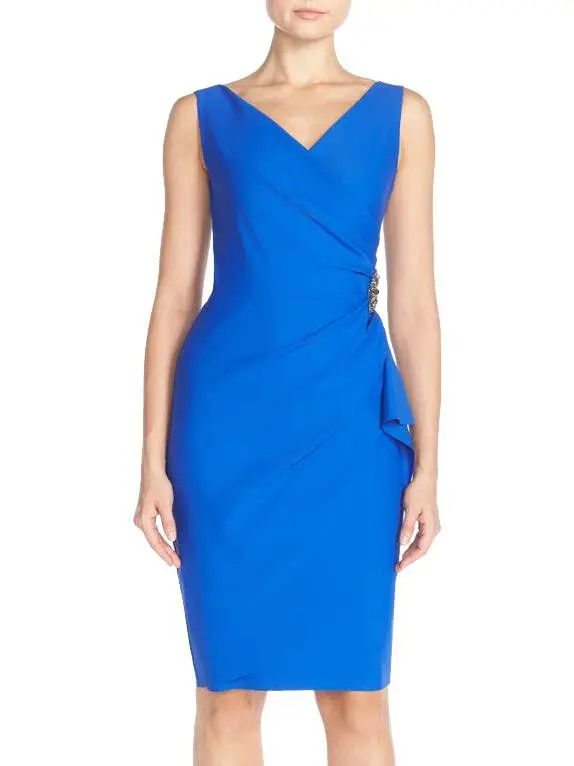 Alex Evenings Contour Collection Side Ruched Cocktail Dress - Royal