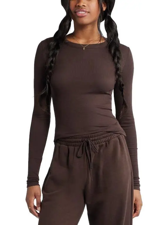 Bp. Ribbed Long-sleeve T-shirt - Brown Coffee