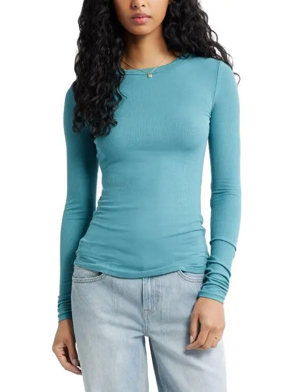 Bp. Ribbed Long-sleeve T-shirt - Teal Britt
